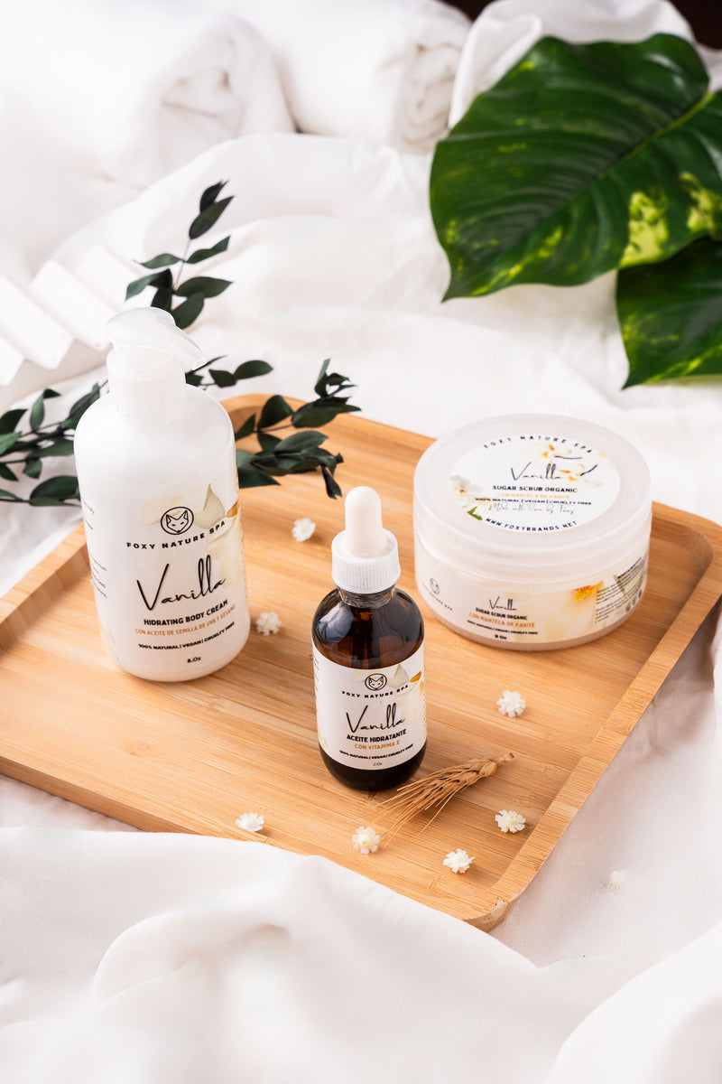 Spa Natural Kit Foxy Brands | Body Cream, Scrub & Oil 100% Toxin-Free